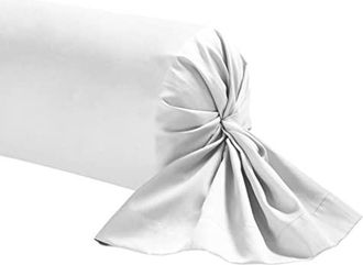 Someo Taie de traversin Blanc 100% Satin de Coton 180 cm