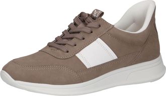Caprice Damen Sneaker flach aus Leder Low Top, Braun (Mud/White), 37 EU