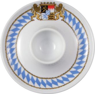 SELTMANN WEIDEN Compact Bayern Eierbecher mit Ablage, 12 cm, Runder Eierteller mit traditionellem Design, Sp&uuml;lmaschinen- und Mikrowellenfest, Porzellan
