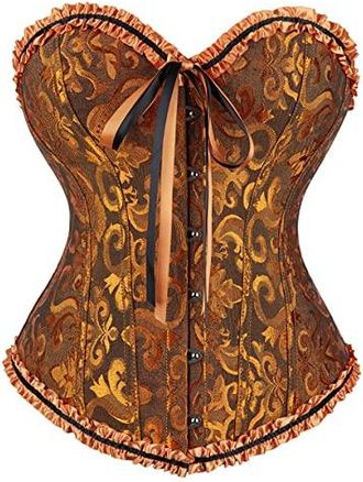 Grebrafan Corset Broderie Mariage Bustier Top Classique Grande Taille (EUR(42-44) 3XL, Jaune)