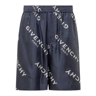 Givenchy Bermuda-Shorts aus Seidentwill mit Schattenprint - - Shorts - Herren - Blau - M