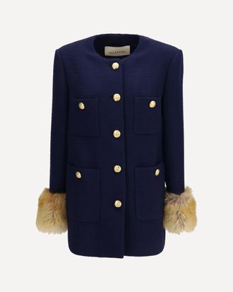 Valentino Wool tweed Caban Coat Female 44