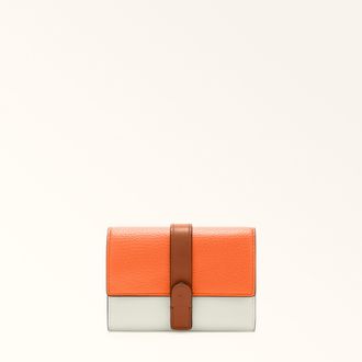 Furla Grazia Kompaktes Portemonnaie M Paprika Weiches Roma-kalbsleder Mit Colourblock + Genarbtes Kalbsleder Damen