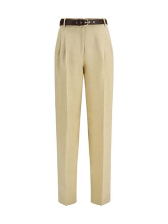 Max Mara Womens Trousers Mstsumero Linen Batavia Colonial