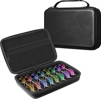 Fintie Hardcase Brillen Organizer - Brillenbox mit 8 verstellbaren Fächern zur Aufbewahrung von Mehreren Brillen und Sonnenbrillen