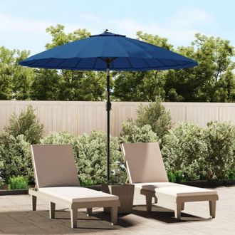 vidaXL Vidaxl - Parasol dext&eacute;rieur, Parasol de balcon avec m&acirc;t en aluminium 270 cm Bleu azur&eacute;