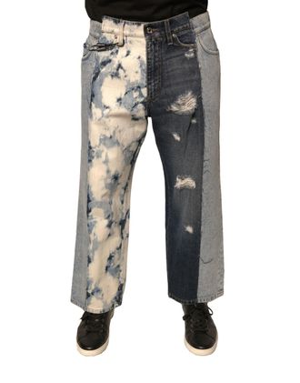 Dolce & Gabbana Multicolor Patchwork Cotton Straight Men Denim Jeans Clothing