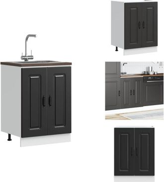 vidaXL Sp&uuml;lenunterschrank Kalmar Schwarz 60x46x81,5 cm Holzwerkstoff - Sp&uuml;lenunterschrank - Sp&uuml;lenunterschr&auml;nke - K&uuml;chenunterschrank - K&uuml;chenschrank