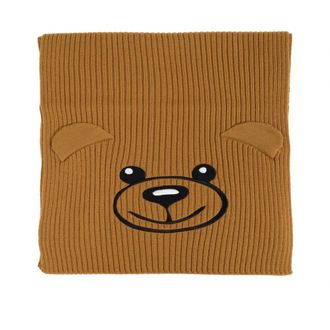Moschino Gestrickter Schal mit Teddyb&auml;r-Stickerei - - Accessories - Damen - Braun - ONE SIZE