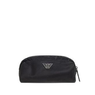 Emporio Armani Femme, Sacs, Noir, Taille: ONE Size Logo Detail Travel Pouch