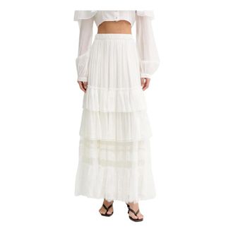 Aniye By Femme, Jupes, Blanc, Taille: 36 FR Carmen Jupe Longue Volant&eacute;e