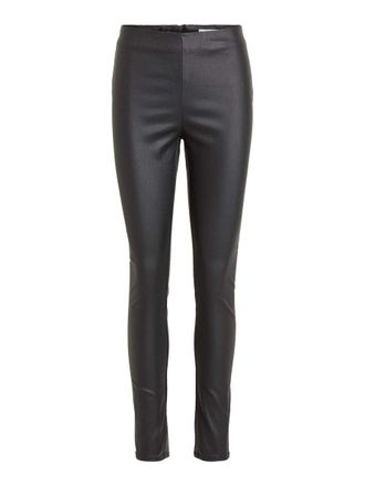 Vila Clothes Damen Slim Leggings VICOMMIT Coated Plain Legging - NOOS 14049672, Einfarbig, Gr. W29 (Herstellergröße: M), Schwarz (Black)