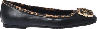 Baldinini Femme, Chaussures, Noir, Taille: 38 EU Black leather and leopard print suede ballerina flats