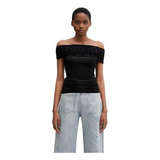 Marine Serre Off Shoulder Draped Top - - Blouses & Shirts - Damen - Schwarzk - S