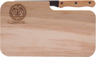 Ffelsenfest Brotzeitbrett mit Zunft Zeichen I Geschenk f&uuml;r Zimmerer I 25,5x14,5x1,3cm
