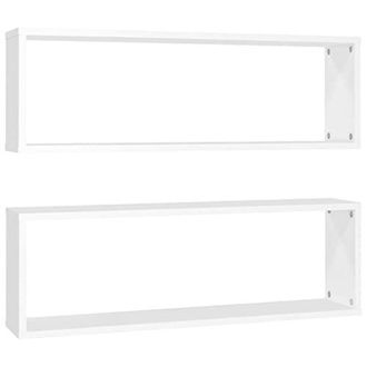 vidaXL 2X Etag&egrave;res Cube Murales Etag&egrave;res Suspendues Etag&egrave;res Flottantes Salon Chambre Salle de S&eacute;jour Int&eacute;rieur Blanc 80x15x26,5 cm Agglom&eacute;r&eacute;