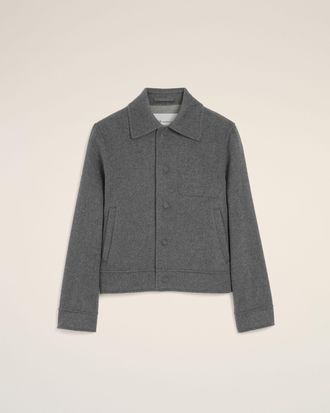 Ami Ami Paris - Blouson boule gris boutonn&eacute; en laine et cachemire Gris Carbone & gris Cendre - Taille : XL - pour Femme