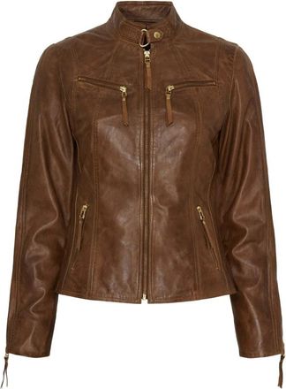 BTF-CPH Klassische Biker-Lederjacke - - Jackets - Damen - Braun - XS