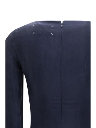 Maison Margiela Womens Long Dress Navy Blue Cupro