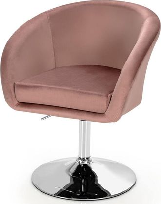 Costway Costway - Chaise de bar pivotante en velours - Rembourrage haute densit&eacute; - Hauteur r&eacute;glable 72-86cm - Base galvanis&eacute;e anti-rayures - Charge 120kg