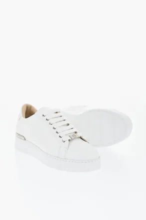 Philipp Plein Low HEXAGON Leather Sneakers with Ton-sur-Ton Logo Philipp Plein