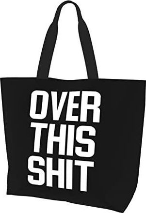 AOOEDM Over This Shit - Sac &agrave; provisions r&eacute;utilisable en toile pour dames