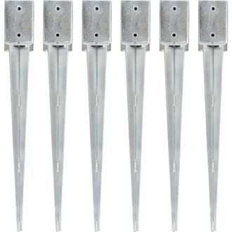 vidaXL Erdspie&szlig;e 6 Stk. Silbern 9&times;9&times;75 cm Verzinkter Stahl Vidaxl