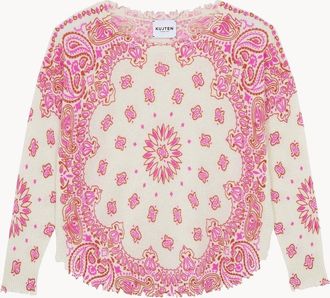 Kujten Pull cachemire col rond imprimé - Pull Mela Western