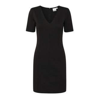 Ichi Ichi, Femme, Robes, Noir, Taille: 42 FR Robe Noire à Manches Courtes