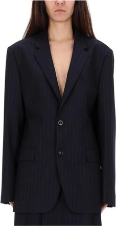 Maison Margiela Femme, Vestes, Bleu, Taille: 36 FR Pinstripe Single-Breasted Blazer