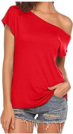 Generic T-Shirt Femme Sexy- Tunique &Eacute;paules D&eacute;nud&eacute;es Femme Grande Taille-Haut Femme Chic Et Elegant Solide Classique Tops Basique Manche Courte Irr&eacute;gulier Che