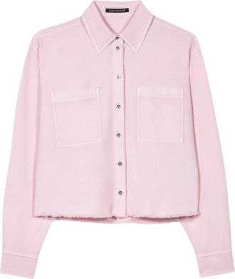 Luisa Cerano Femme, Blouses et Chemises, Rose, Taille: 40 FR Chemise en denim avec ourlet effiloch&eacute;