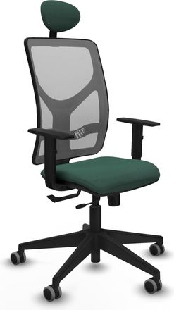 Piqueras y Crespo Schreibtischstuhl in Wassergr&uuml;n, mit 1D-Armen, h&ouml;henverstellbare Lendenwirbelst&uuml;tze und festes Kopfteil, ausgestattet mit Syncro/Traslack und Schneide