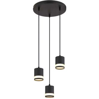 Globo Lighting Suspension lampe suspendue salle &agrave; manger lampe cuisine lampe noire 3 flammes led