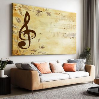 Generic Leinwand-Wandkunst 90 x 60 cm ungerahmt - Vintage Musiknoten Notenblätter Elemente Leinwandbild Kunstdruck Groß XXL für Wohnzimmer Schlafzimmer Wandbi