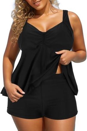Generico Tankini femme deux pièces rembourré soutien-gorge grande taille tankini deux pièces Push Up Beachwear été maillot de bain plage curvy femme élégant na