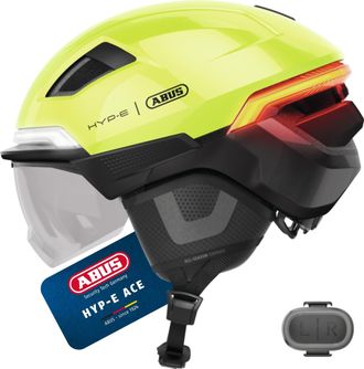 ABUS Fahrradhelm HYP-E ACE - mit Frontlicht, R&uuml;cklicht und Blinklicht - mit Visier und Ohrensch&uuml;tzern - geeignet auch f&uuml;r E-Bike und S-Pedelec - f&uuml;r Damen 