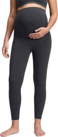 CRZ YOGA Damen Butterluxe Umstandsleggings - 64cm Skinny Umstandshose High Waist Schwangerschaft Yoga Leggins Mysteri&ouml;ses Grau 38