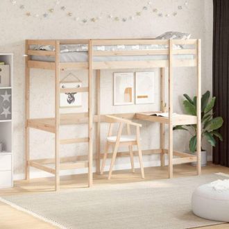 vidaXL Lit superpos&eacute; avec bureau 80x200 cm bois de pin massif
