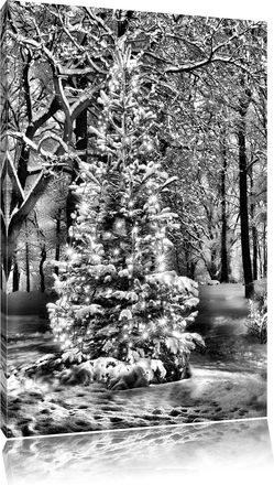 Pixxprint Leuchtender Weihnachtsbaum, Größe: 120x80cm, Leinwandbild, fertig gespannt, Wandbild, Dekoration, Kunstdruck, kein Poster