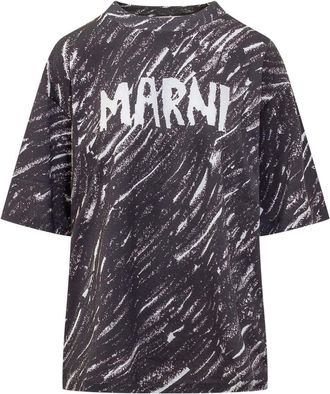 Marni t-shirt à logo Scribble - Noir