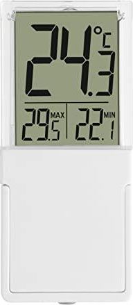 TFA Dostmann Vista digitales Fenster- oder Innenthermometer, bequemes Ablesen, wetterfest, Weiß, (L) 40 x (B) 16 x (H) 90 mm