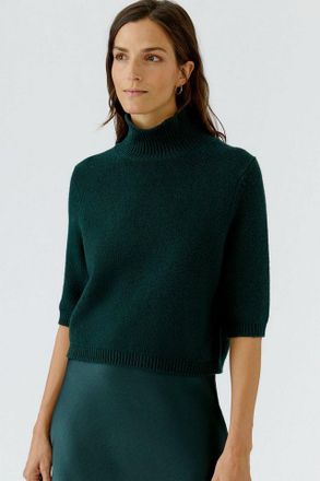 Oui Rollkragenpullover Oui Rollkragenpullover in Tannengr&uuml;n 3/4 Arm (1-tlg)