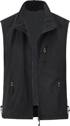Generic Gilet dété pour homme avec poches zippées - Haut sans manches pour homme - Col montant - Gilet décontracté - Grande taille - Léger et respirant - En m