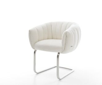 DELIFE Freischwinger Jada-Flex Boucl&eacute; Soft Beige Freischwinger flach Edelstahl Taschenfederkern, Esszimmerst&uuml;hle