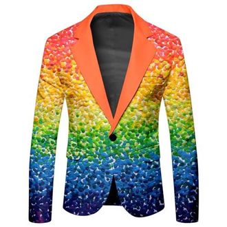 Generic Veste arc-en-ciel pour homme - Costume CSD - Blazer slim fit Pride Month - Veste de costume attrayante pour carnaval, festival, d&eacute;fil&eacute;, 001., XXL
