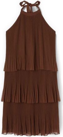 Motivi Femme, Robes, Brun, Taille: 44 FR Robe courte pliss&eacute;e &agrave; volants