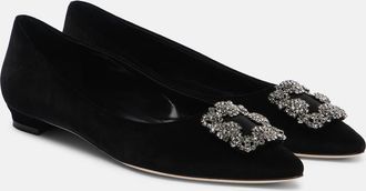 Manolo Blahnik Ballerines Hangisi en velours à ornements