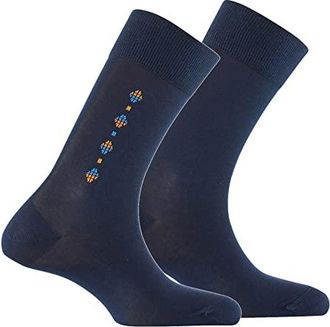 Kindy Lot de 2 paires de mi-chaussettes en fil décosse MADE IN FRANCE - couleur - Marine - Pointure - 39-42