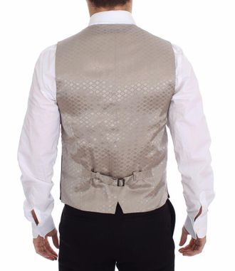 Dolce & Gabbana Mens Silk-Lined Cotton Dress Vest Black Vests